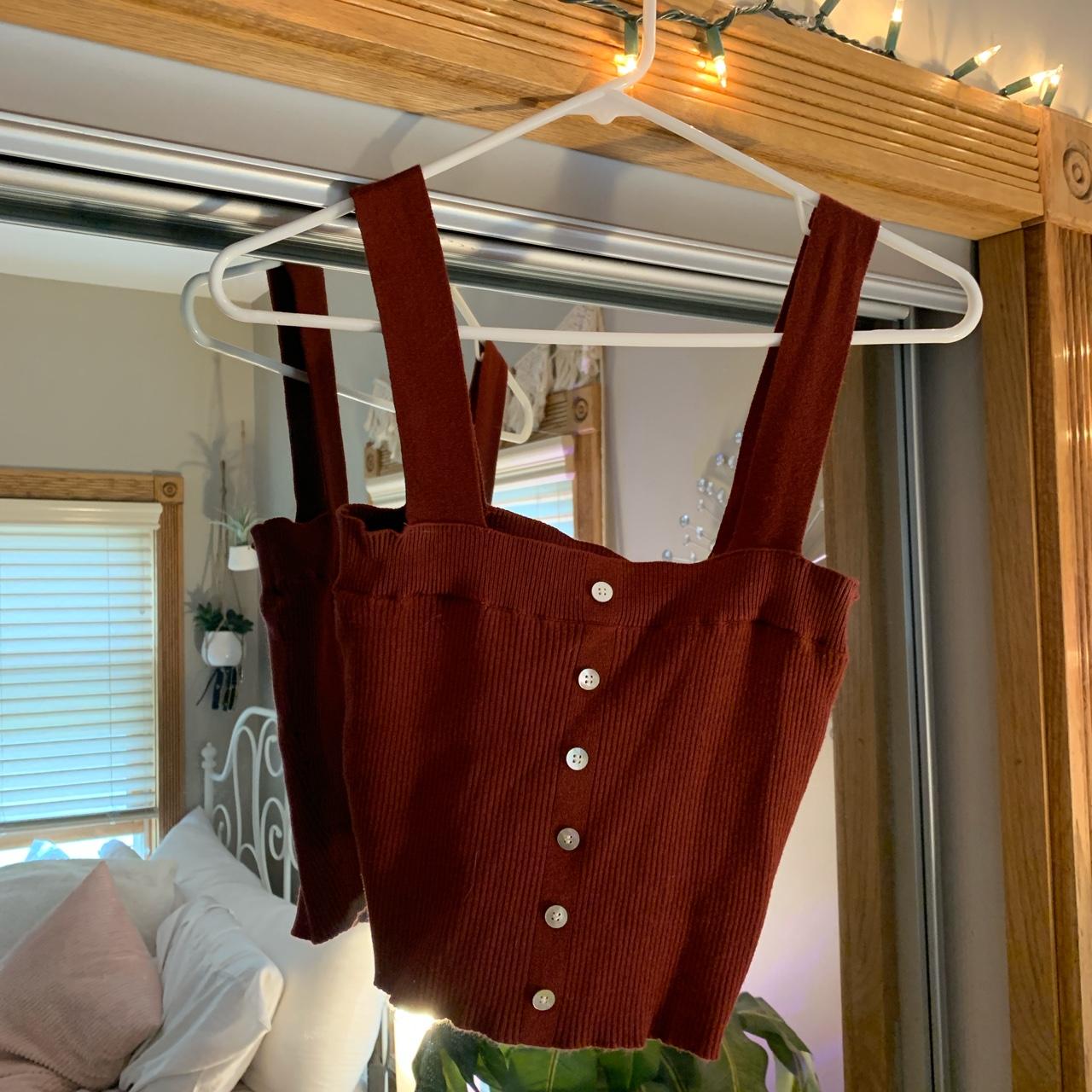 fun dark red button up tank top bought from tilly’s,... - Depop