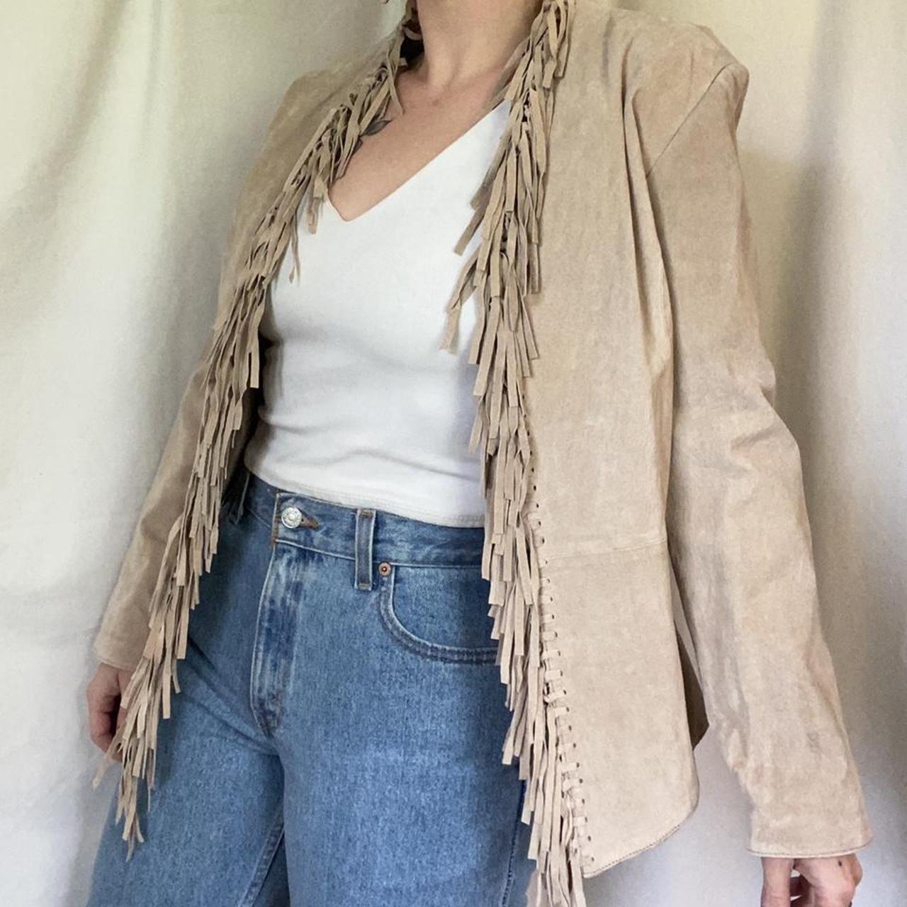 I’m so in love with this tan leather fringe jacket 🧡... - Depop