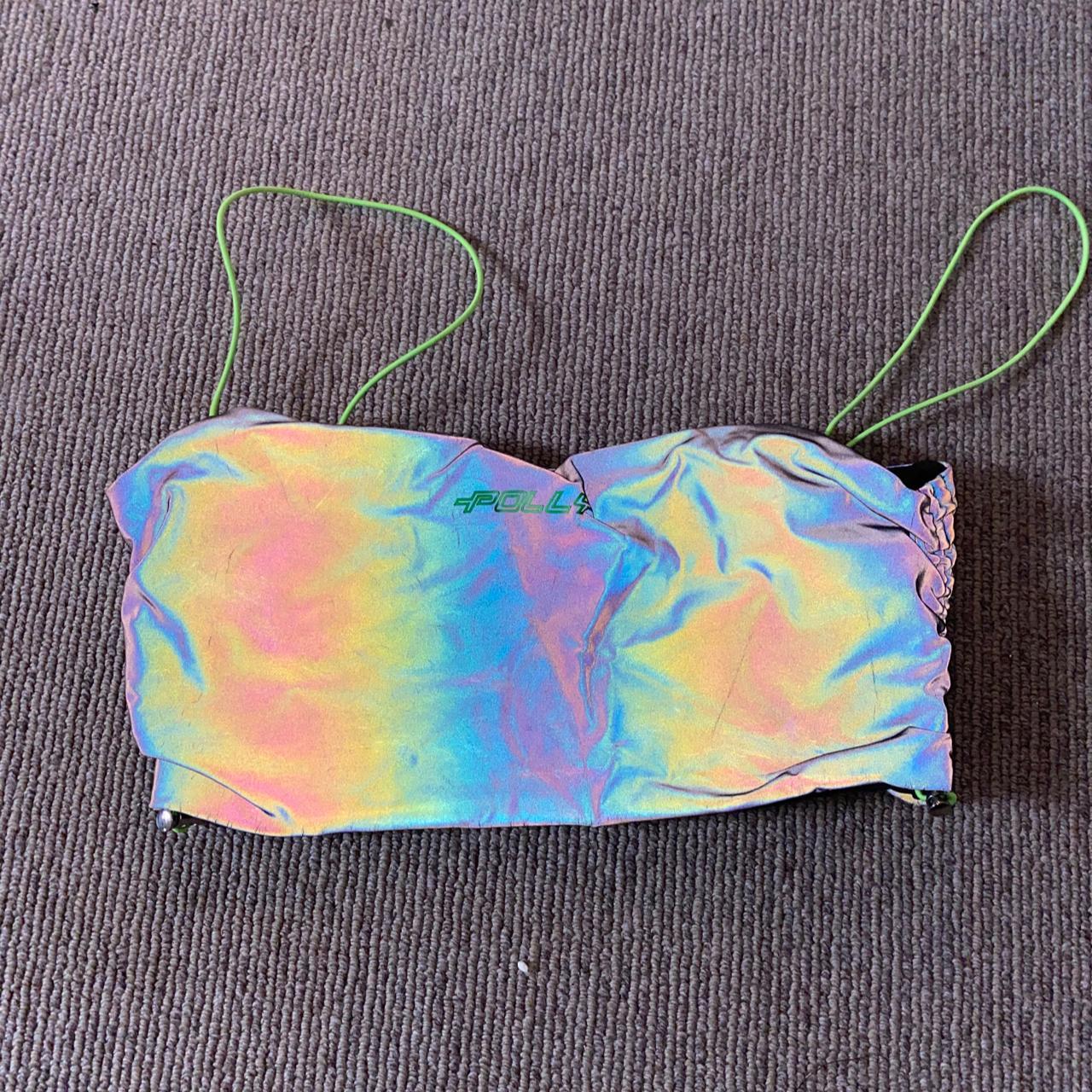 Reflective Oh Polly crop top worn once size 10 -... - Depop