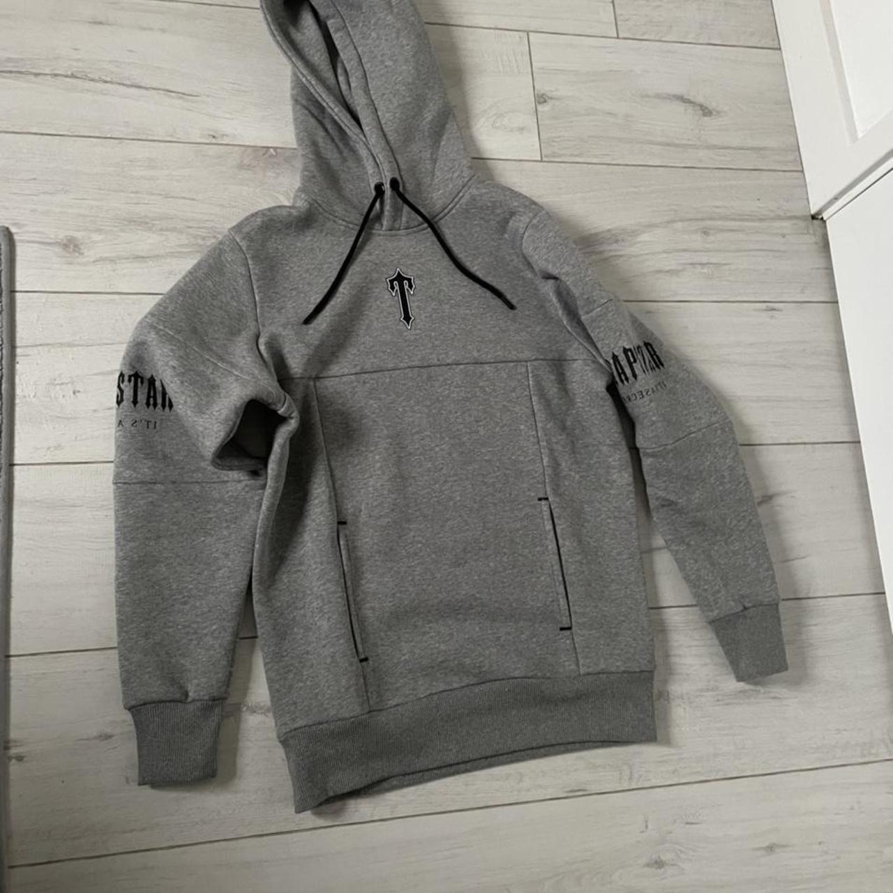 TRAPSTAR DECODED PANEL HOODIE TRACKSUIT - GREY/BLACK... - Depop