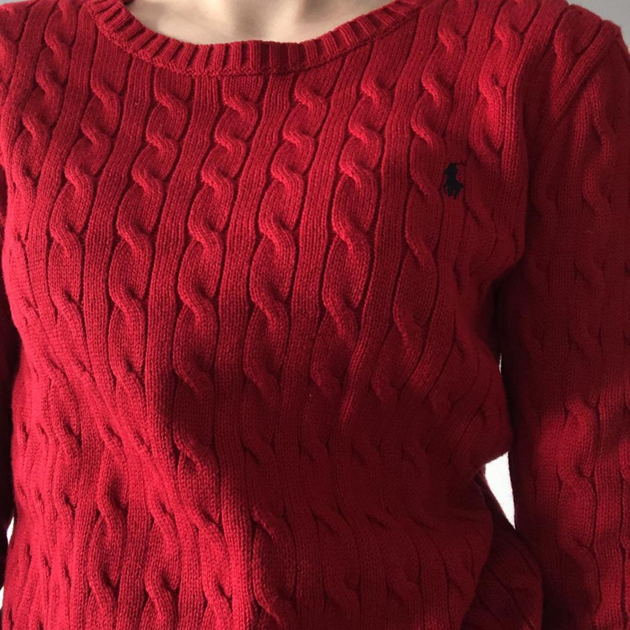 Ralph lauren sweater Red cable knit, long sleeved... - Depop