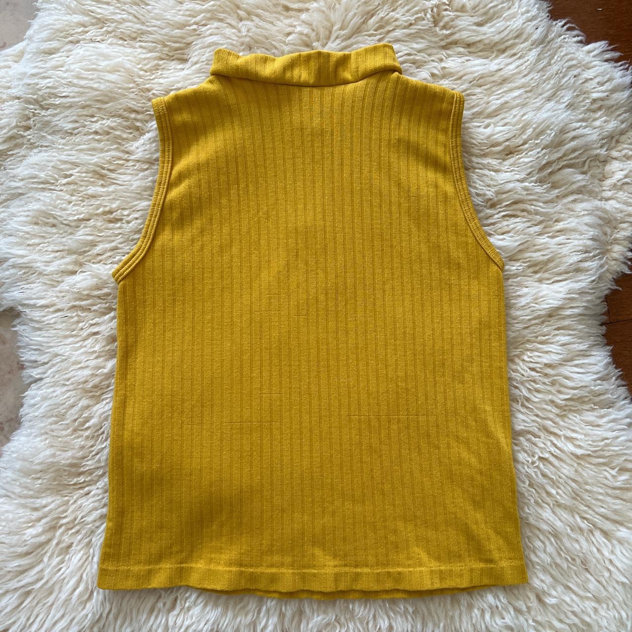 Vintage mustard yellow zip up knit sleeveless top - Depop