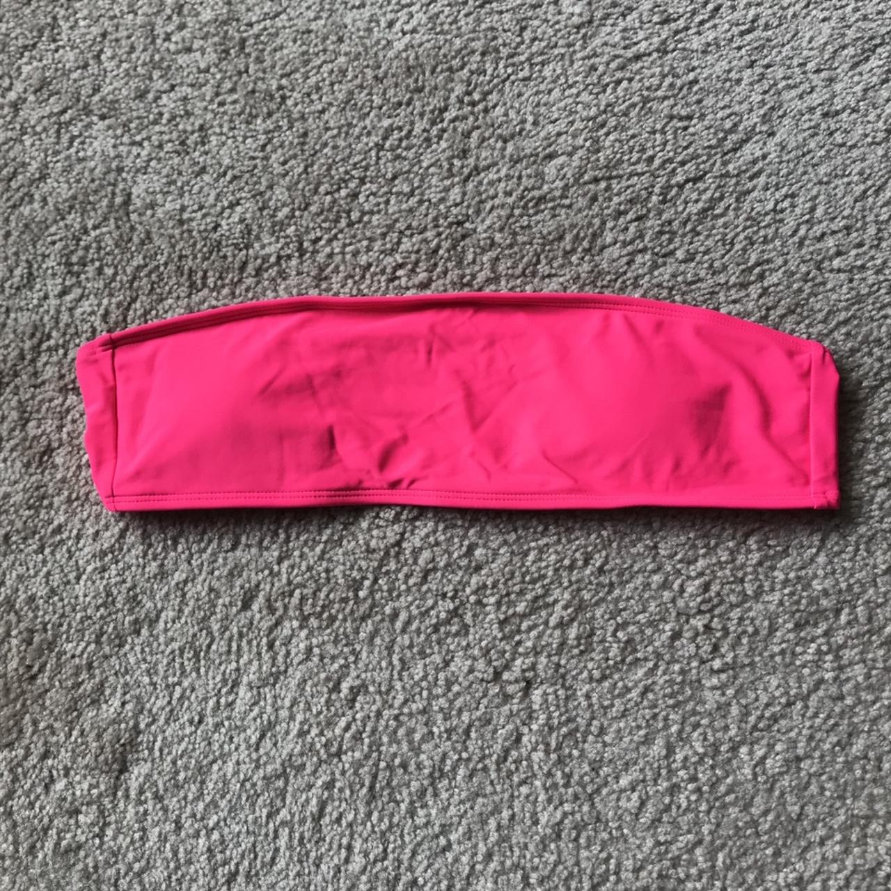 -shein hot pink bandeau bikini top -size medium... | Depop