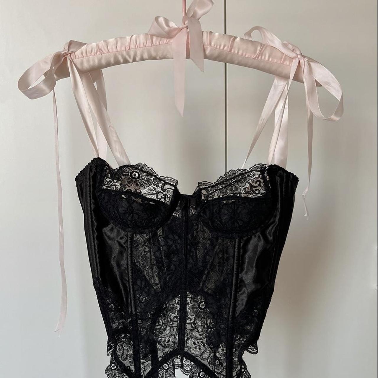 Black Lace Bustier Corset Fits Size Xs S Good Depop