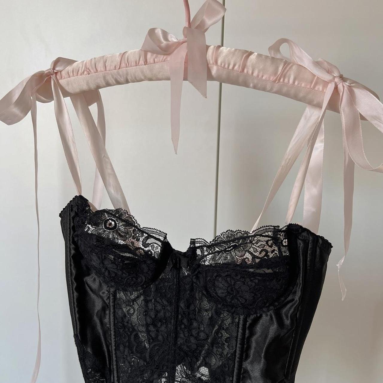 Black Lace Bustier Corset Fits Size Xs S Good Depop
