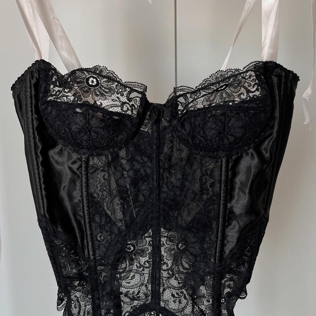 Black Lace Bustier Corset Fits Size Xs S Good Depop