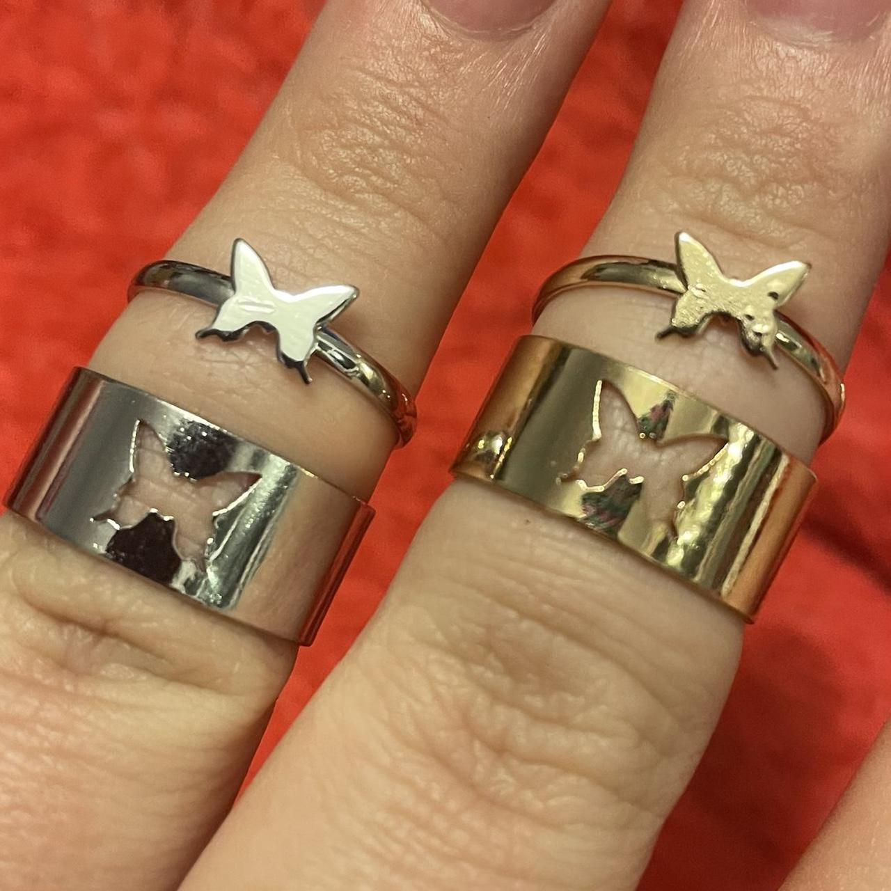 2 piece butterfly ring set Available in silver or... - Depop