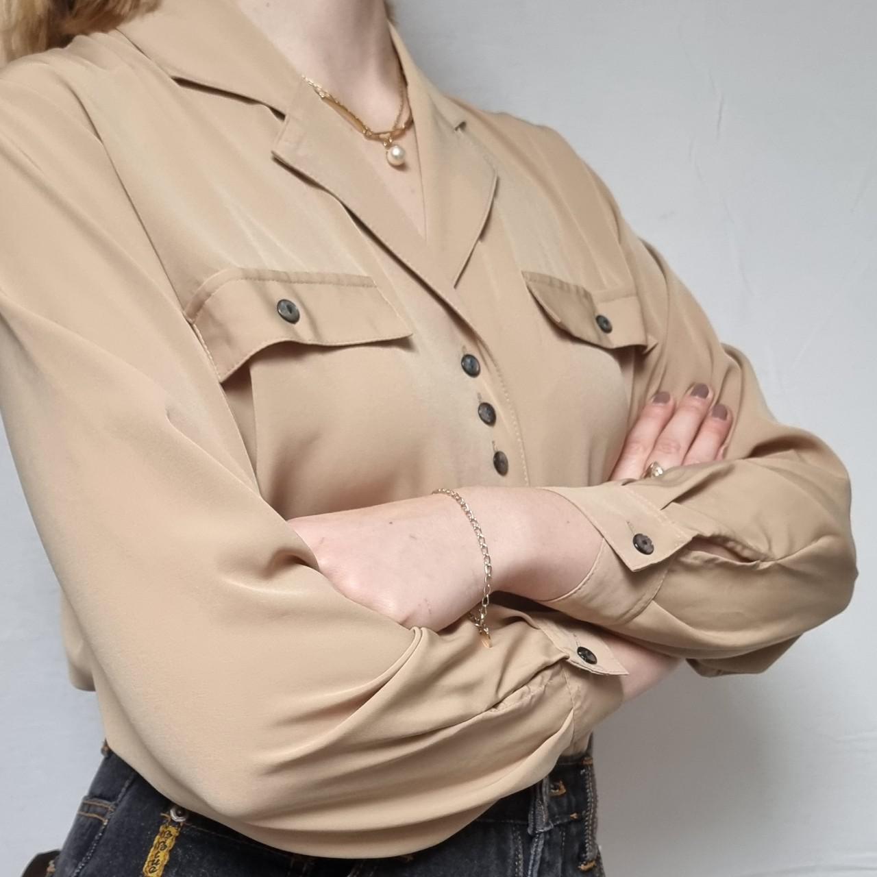 Gorgeous camel coloured vintage blouse from... - Depop