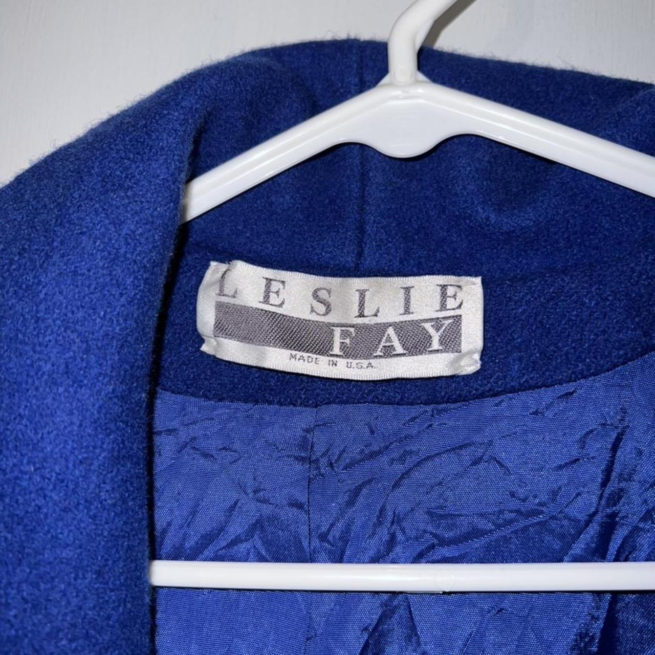 Leslie Fay long, blue winter coat Wool and has gold... - Depop