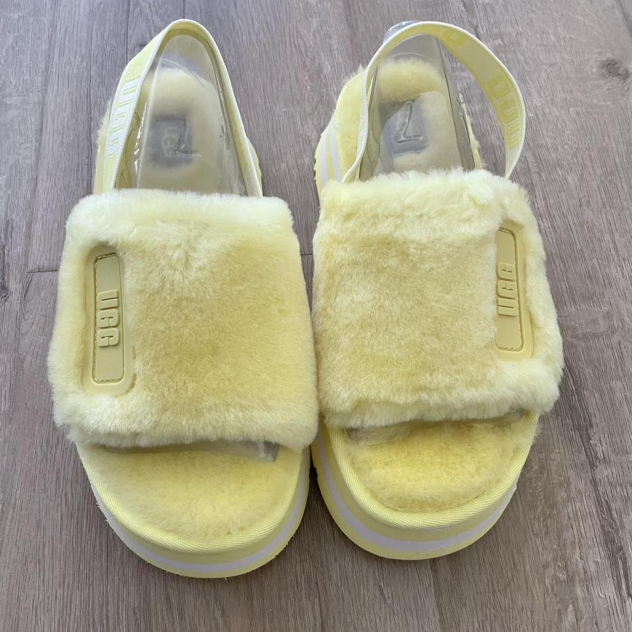UGG Women's Yellow Slides | Depop