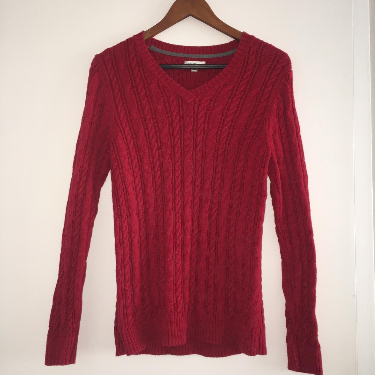 Red cable knit sweater from Croft & Barrow Size... - Depop