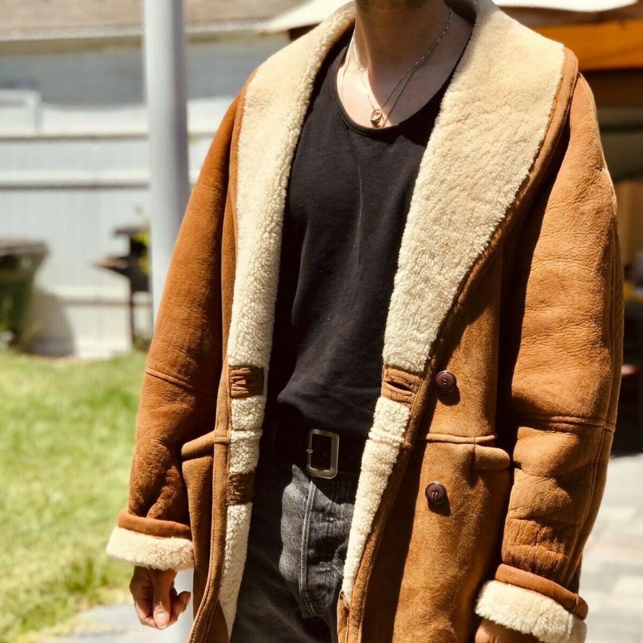 Bally Shearling Coat Oversized Tan Sheepskin Leather... - Depop