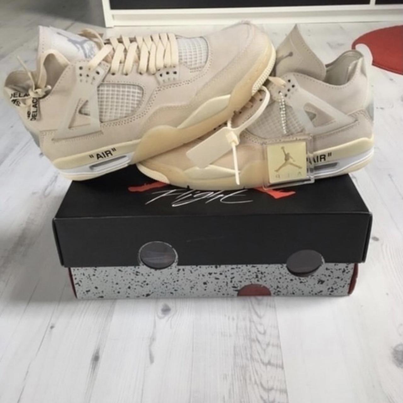 Air Jordan 4 Retro Off-White Sail - Depop