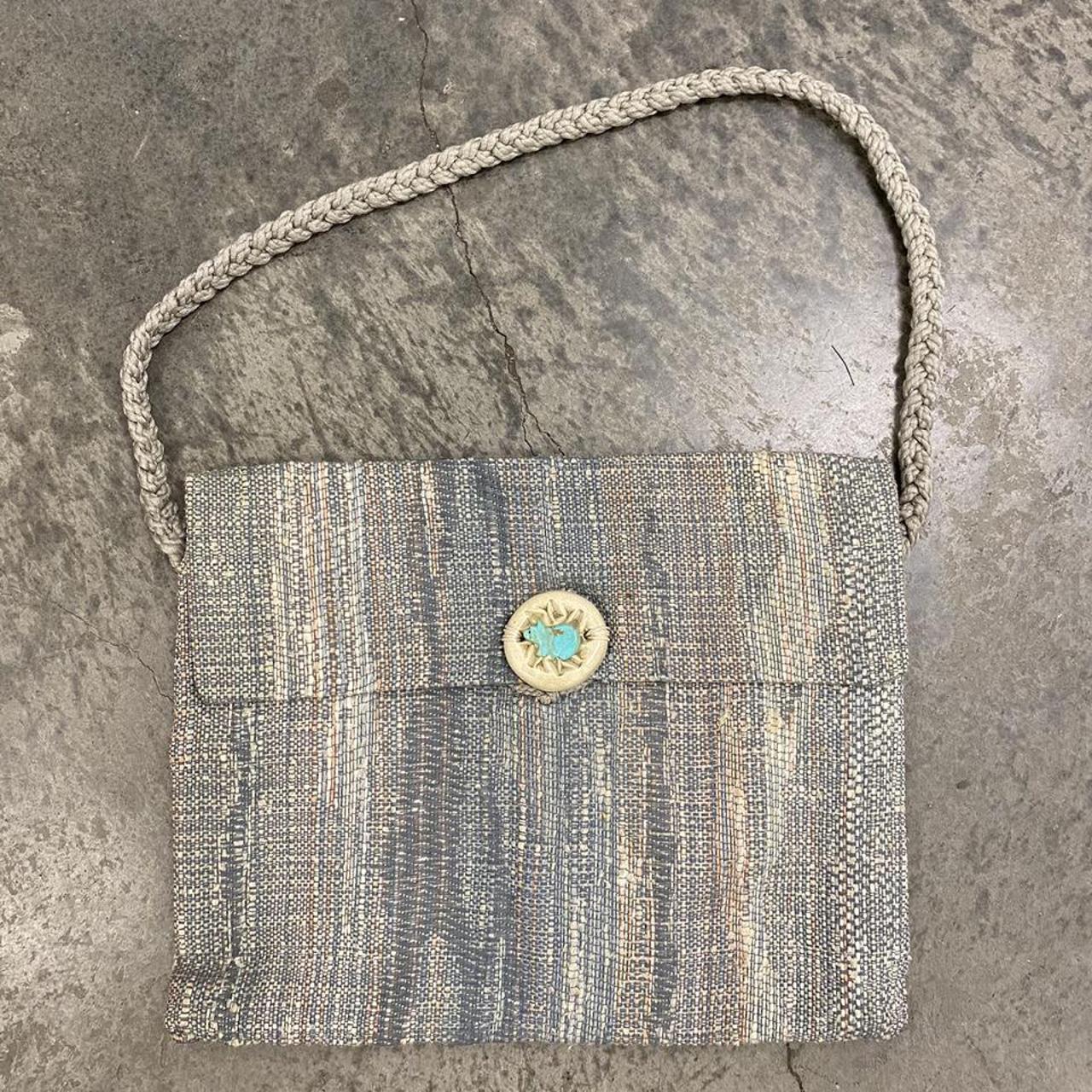 Rustic Fabric Turquoise Stone Purse Bag Rare and... - Depop
