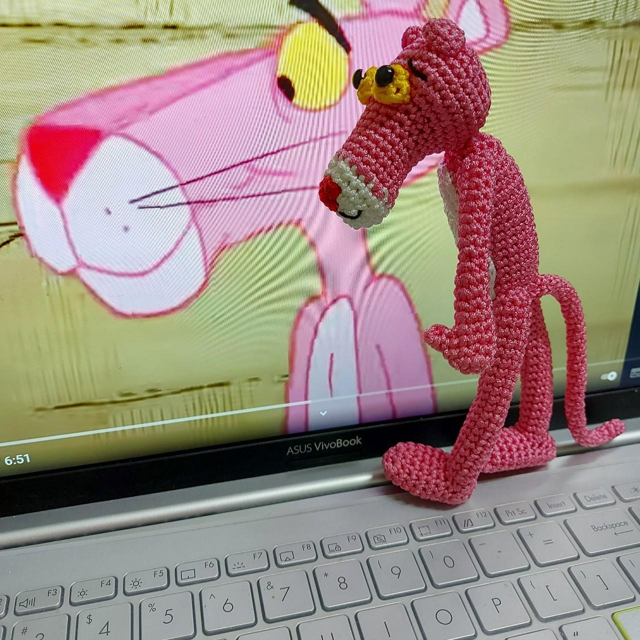 Finished crochet dolly - The Pink Panther - Cartoon... - Depop