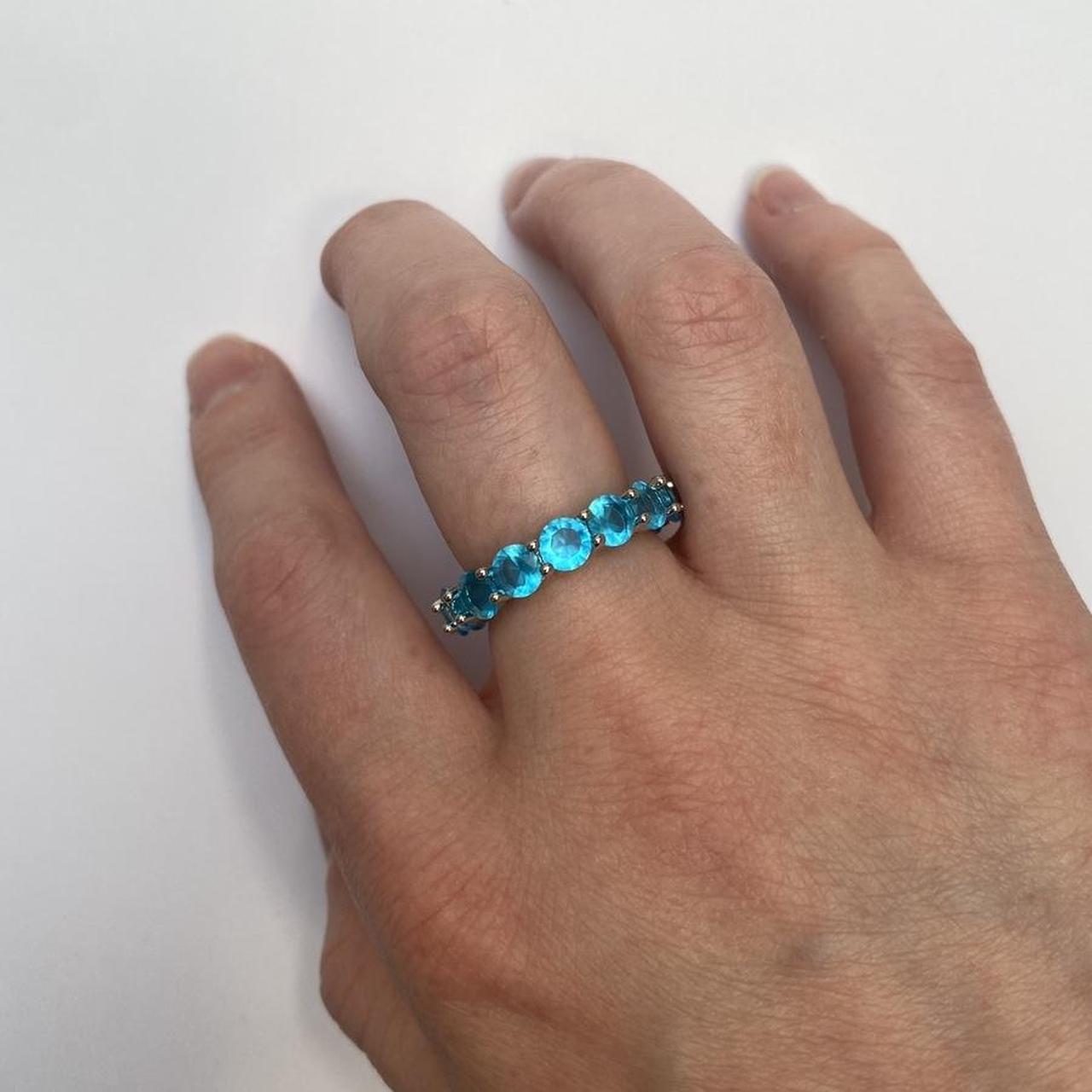 Ocean blue stone ring Zircon stone, super eye... - Depop