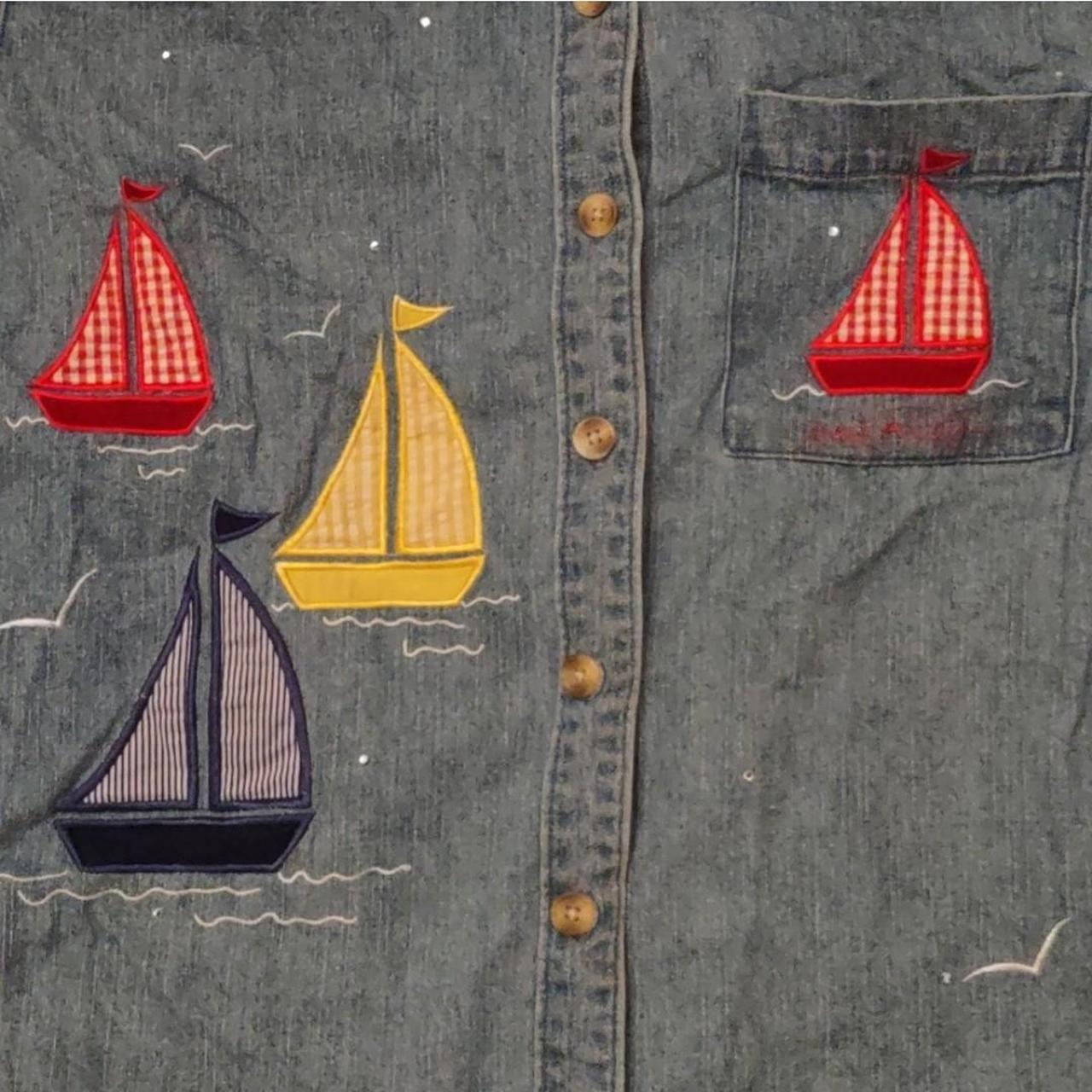 Vintage quacker factory denim button down shirt size... - Depop