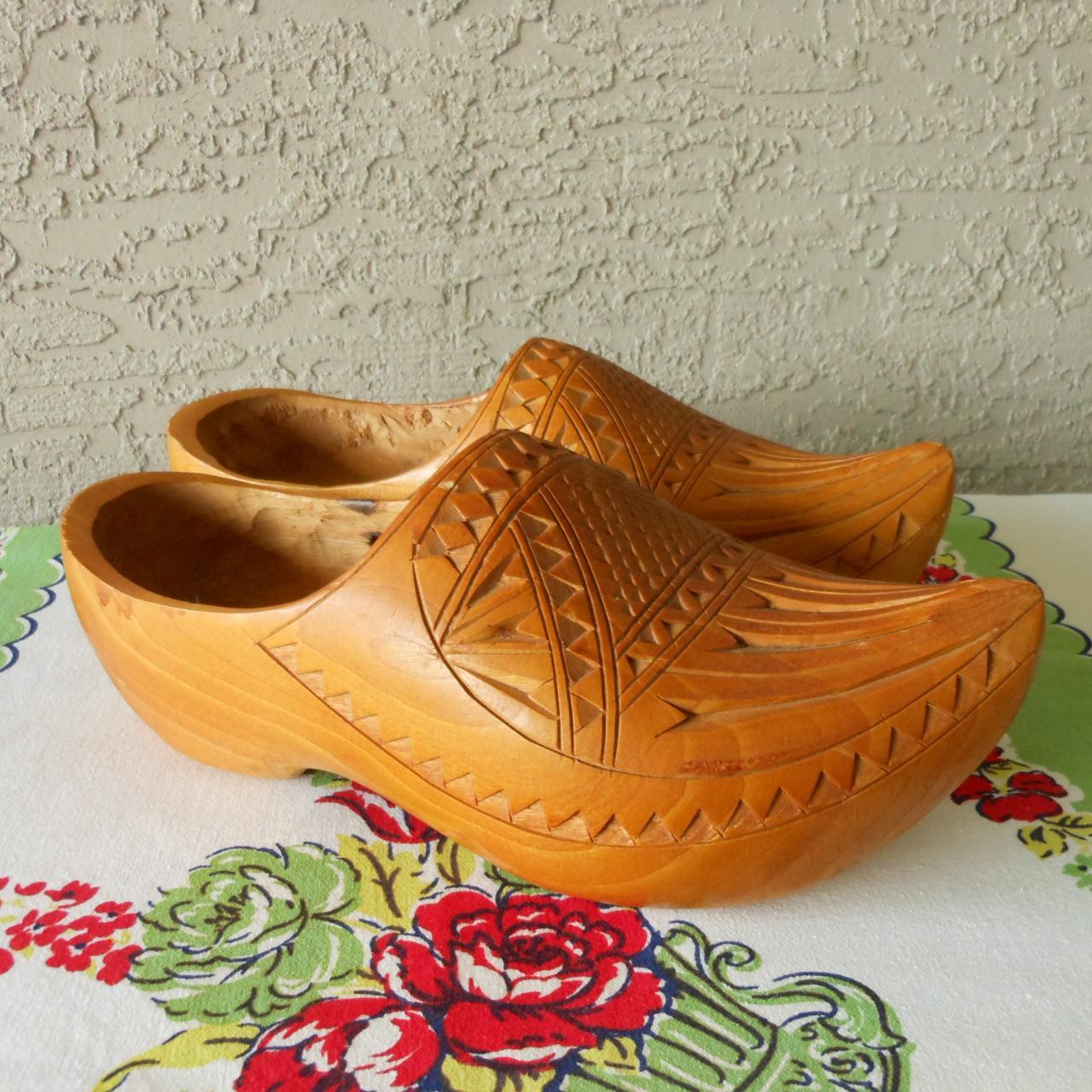 Vintage Wooden Clogs. Authentic Dutch Wedding Shoes.... - Depop