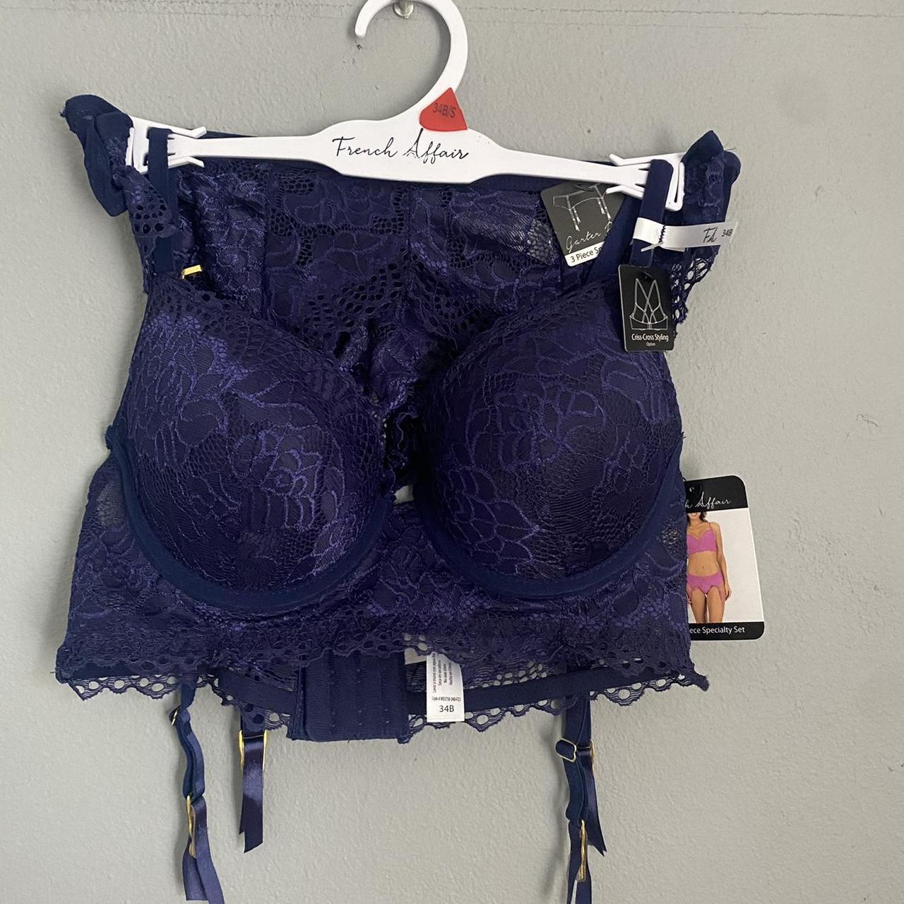 3 Piece Bra Panty Garter belt Set😍💙 Condition:... - Depop