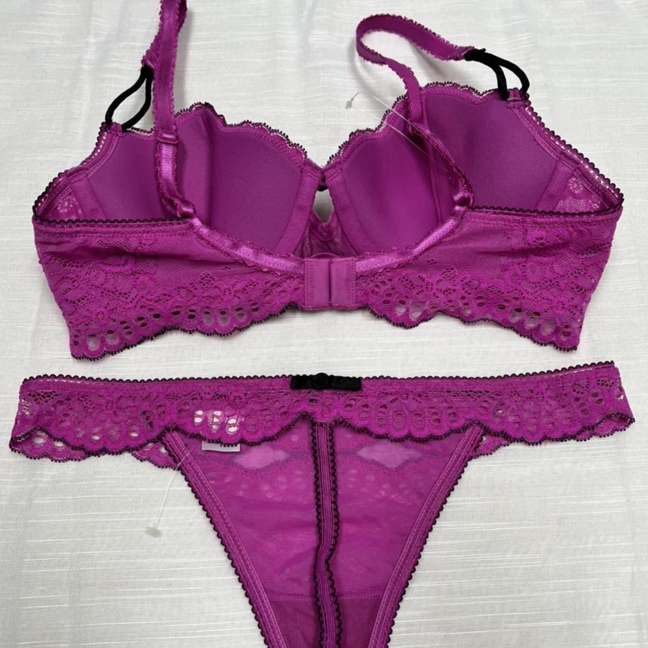 Beautiful Purple Lace Lingerie Set Cups Are Lightly Depop