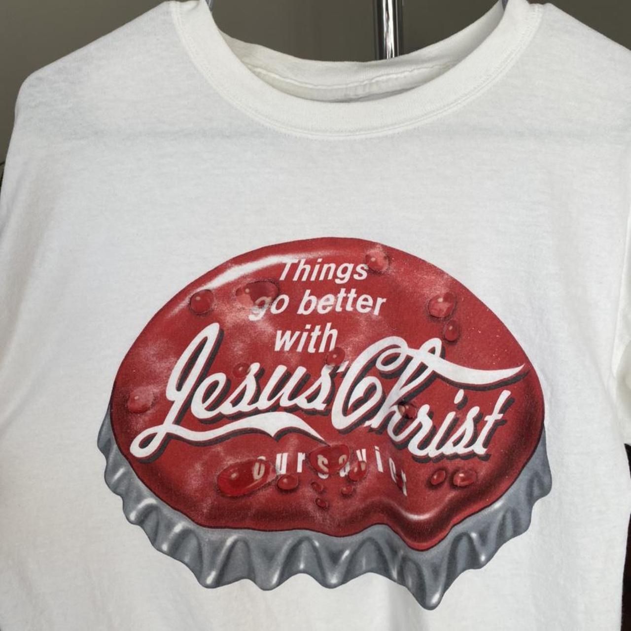 Jesus Coca Cola Rip-off tee shirt. “Things go better... - Depop