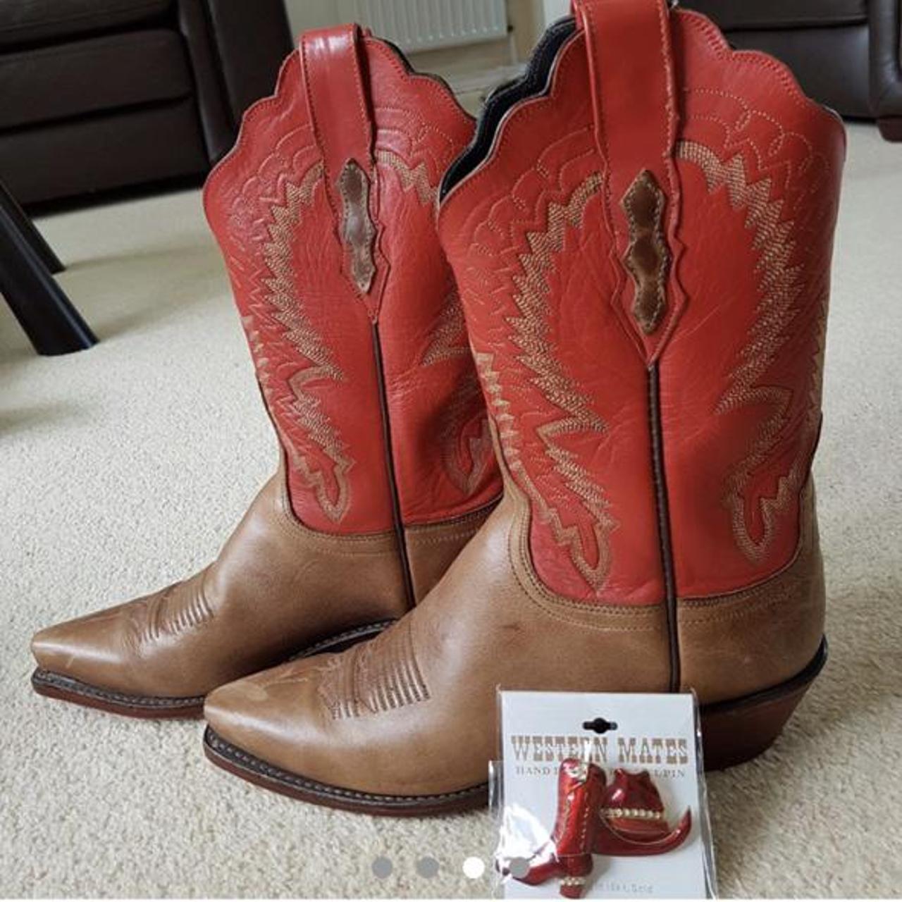 Selling these AMAZING red cowboy boots. So insane... - Depop