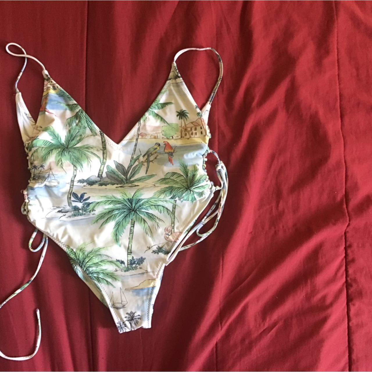 Zara 2017 Tropical One Piece Bathing Suit - Depop