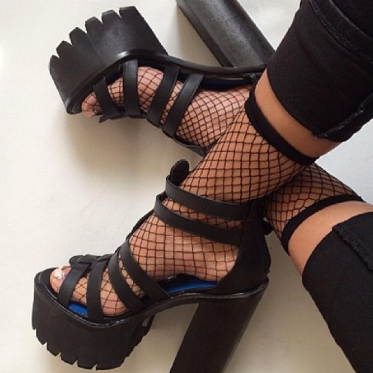 Fishnet socks in BLACK, above the ankle length ... - Depop