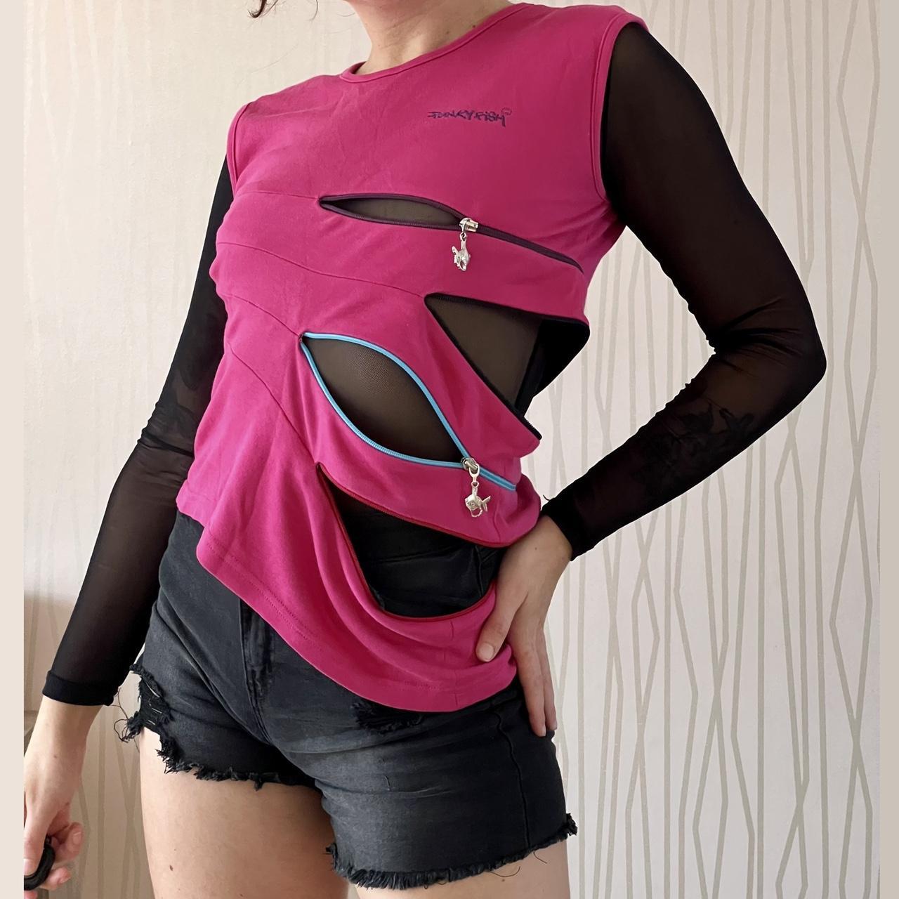 💘Punkyfish Y2K Zipper Top💘 This insane assymetric... - Depop