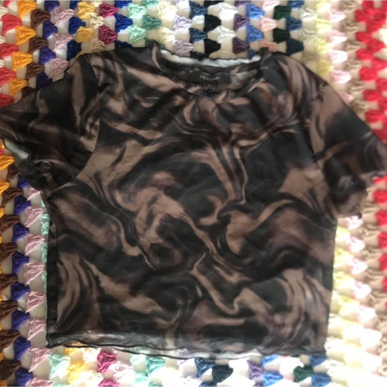 Primark Women's Brown and Gold Crop-top | Depop