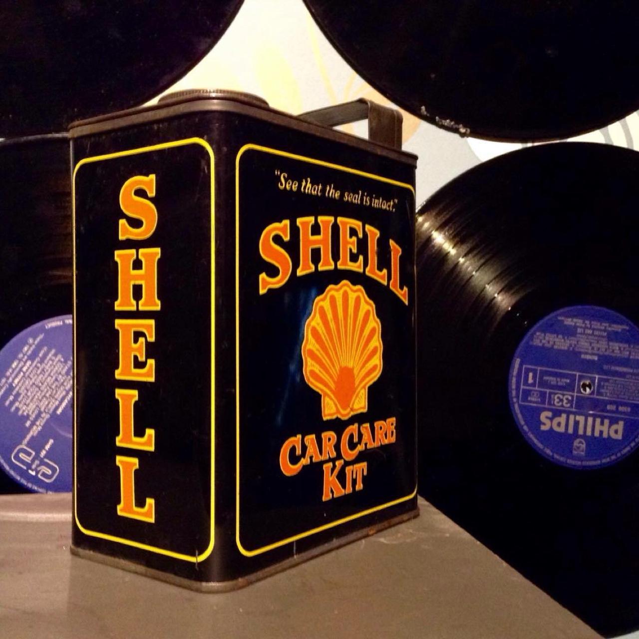 Vintage 1980s Shell car care kit tin automobilia... | Depop