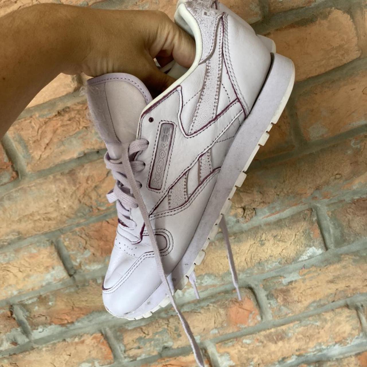 Purple Reebok classics Size 5. Some sign of wear, as... - Depop