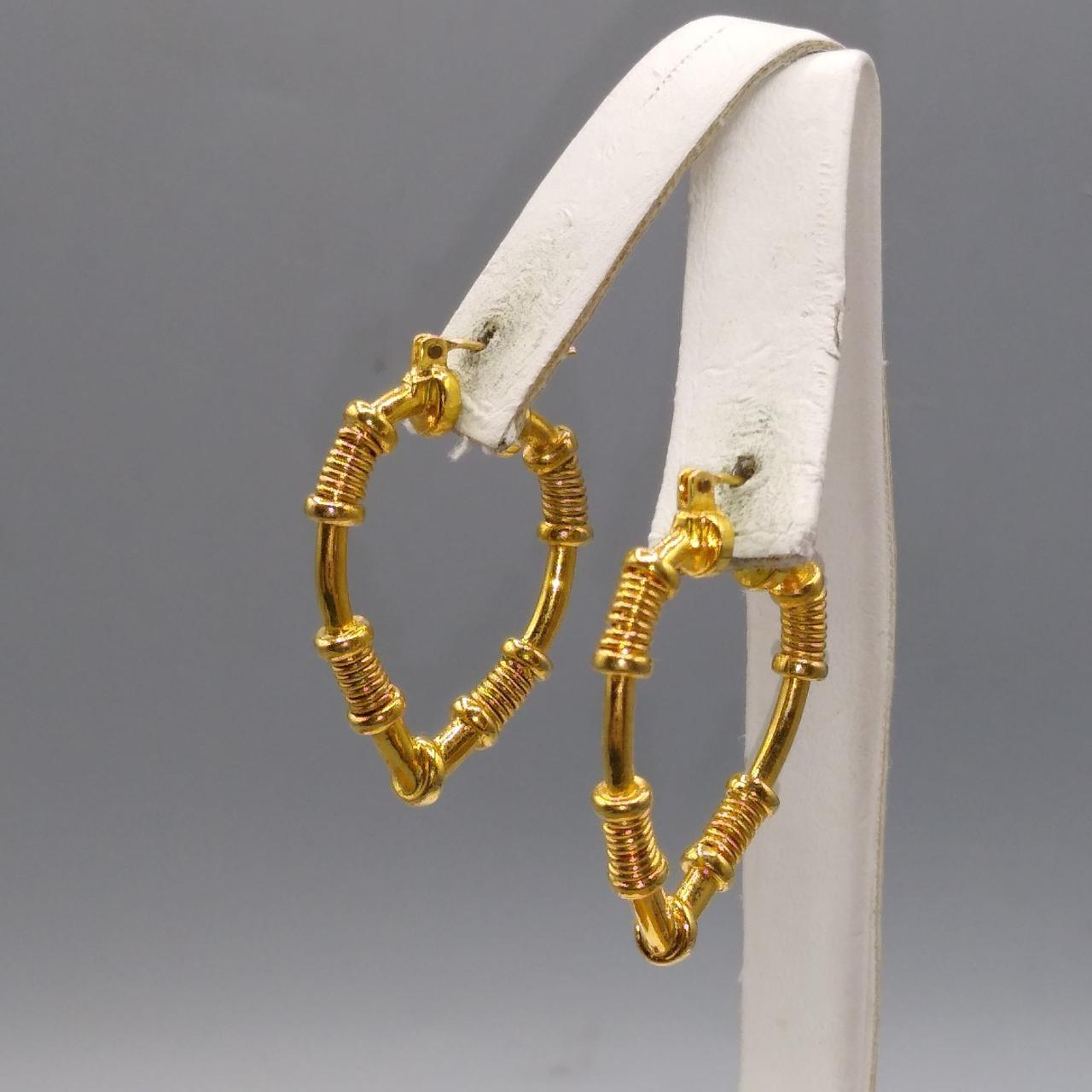 Monet Gold Tone Vintage Hoops, Wrapped Reverse... - Depop