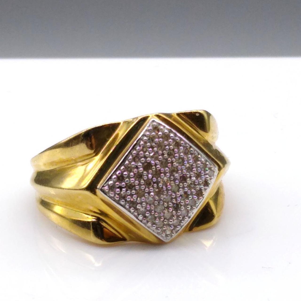 Vintage 10K JTW Mens Ring, Yellow Gold Band with... - Depop