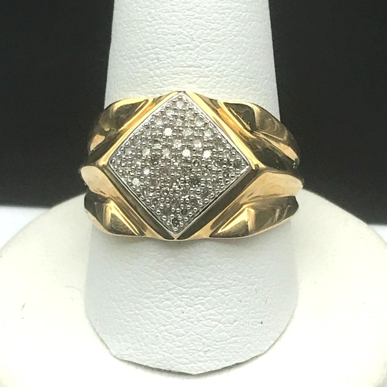 Vintage 10K JTW Mens Ring, Yellow Gold Band with... - Depop