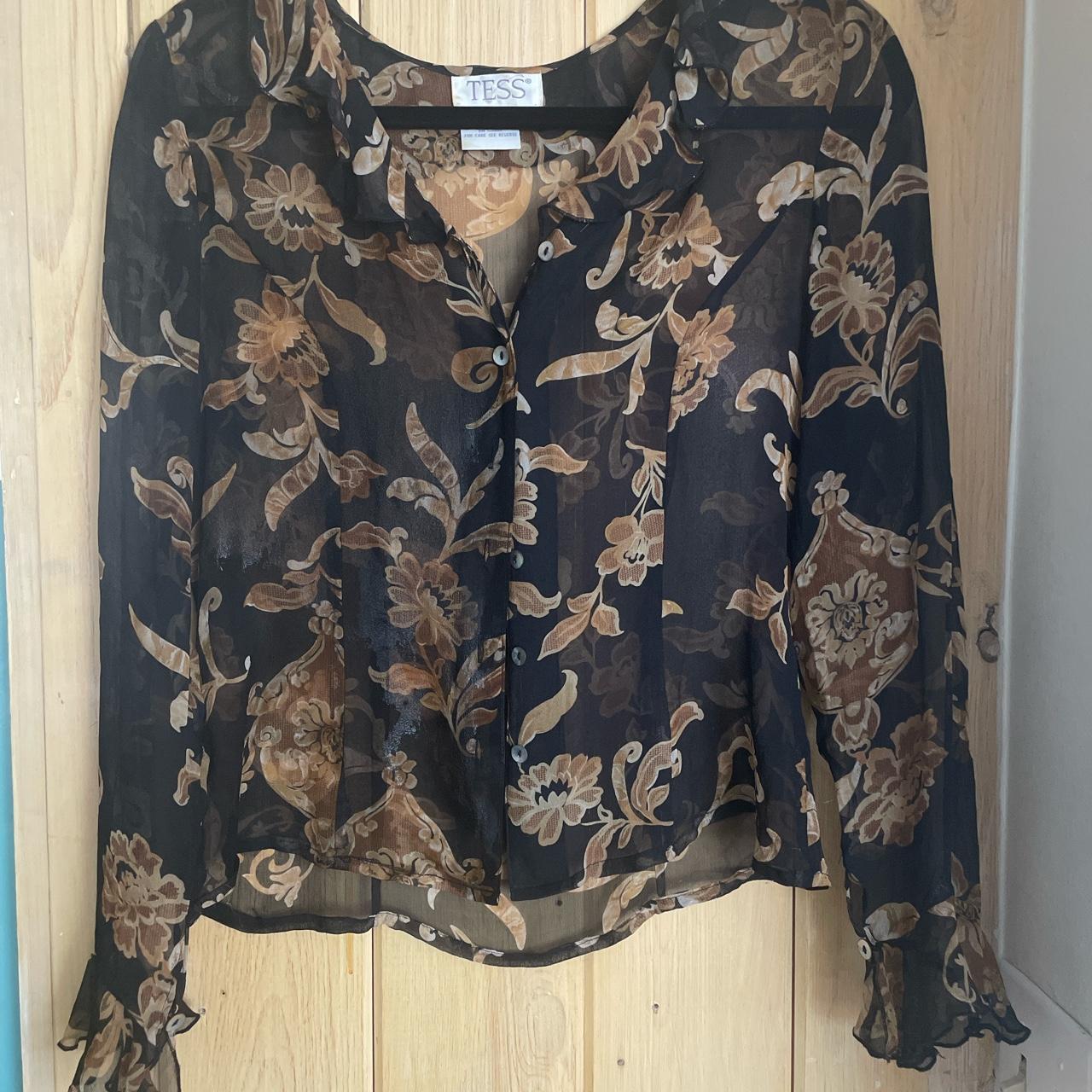 Vintage 100% silk button up. Material is see through... - Depop