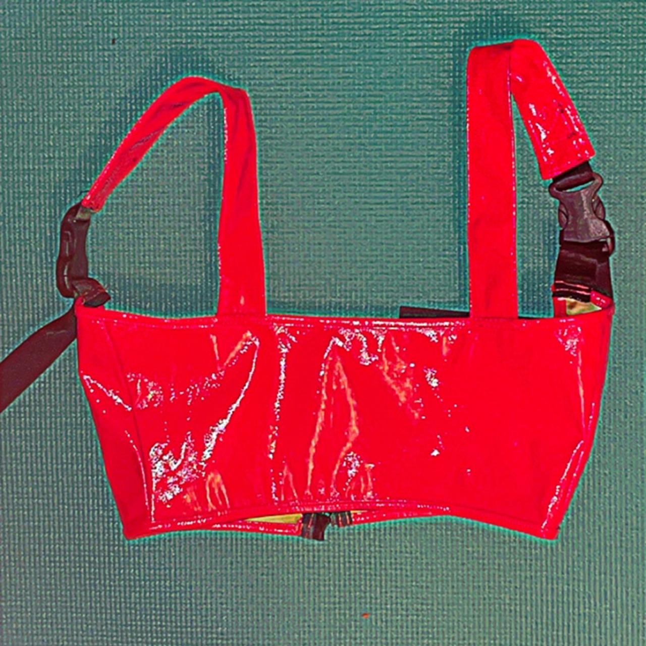 red leather bustier/corset top #lingerie... - Depop