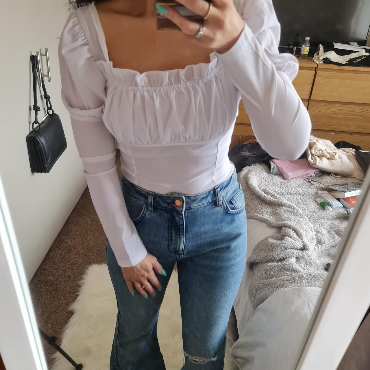 Missguided white poplin bodysuit. Worn once,... - Depop
