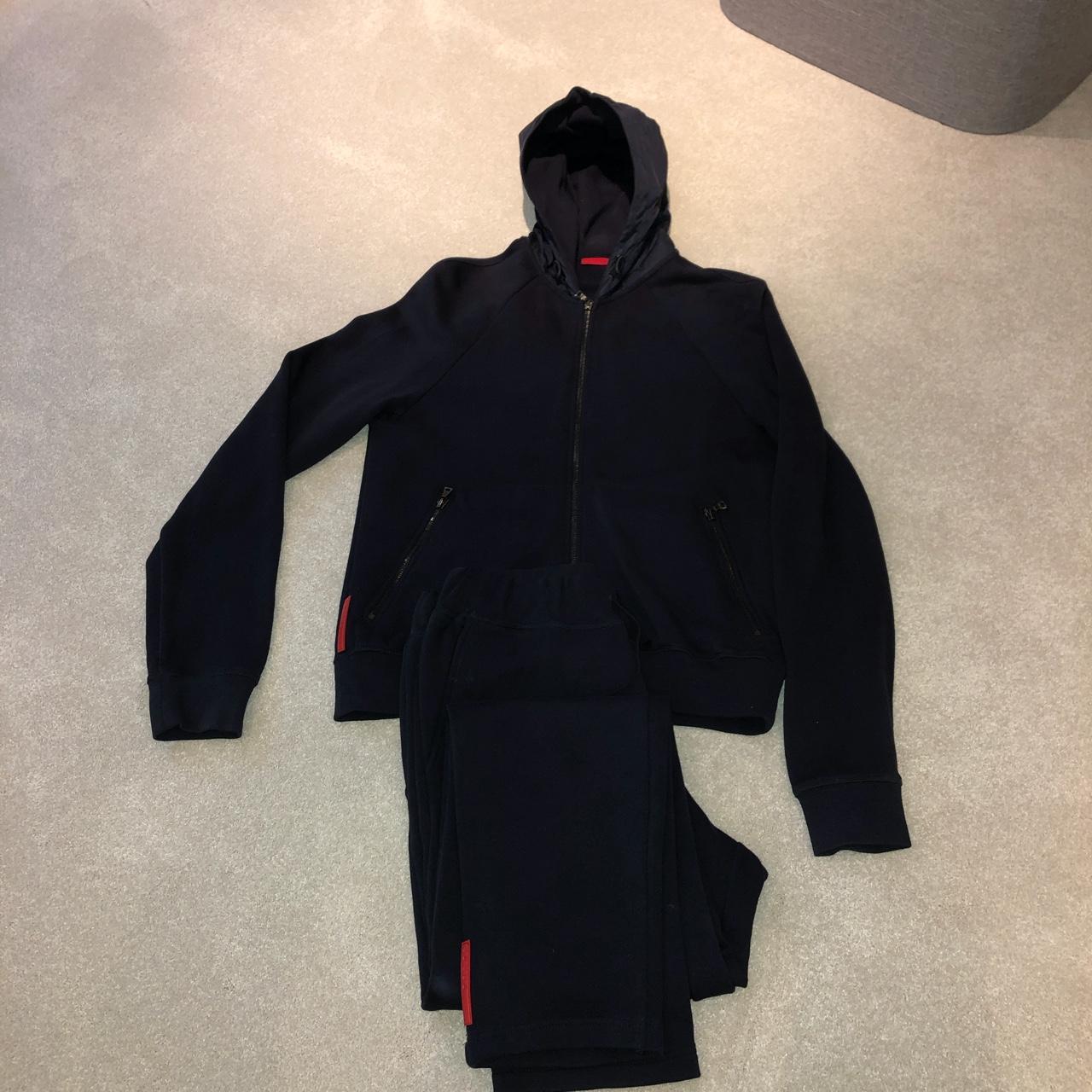 Prada mens navy tracksuit like new condition worn... - Depop