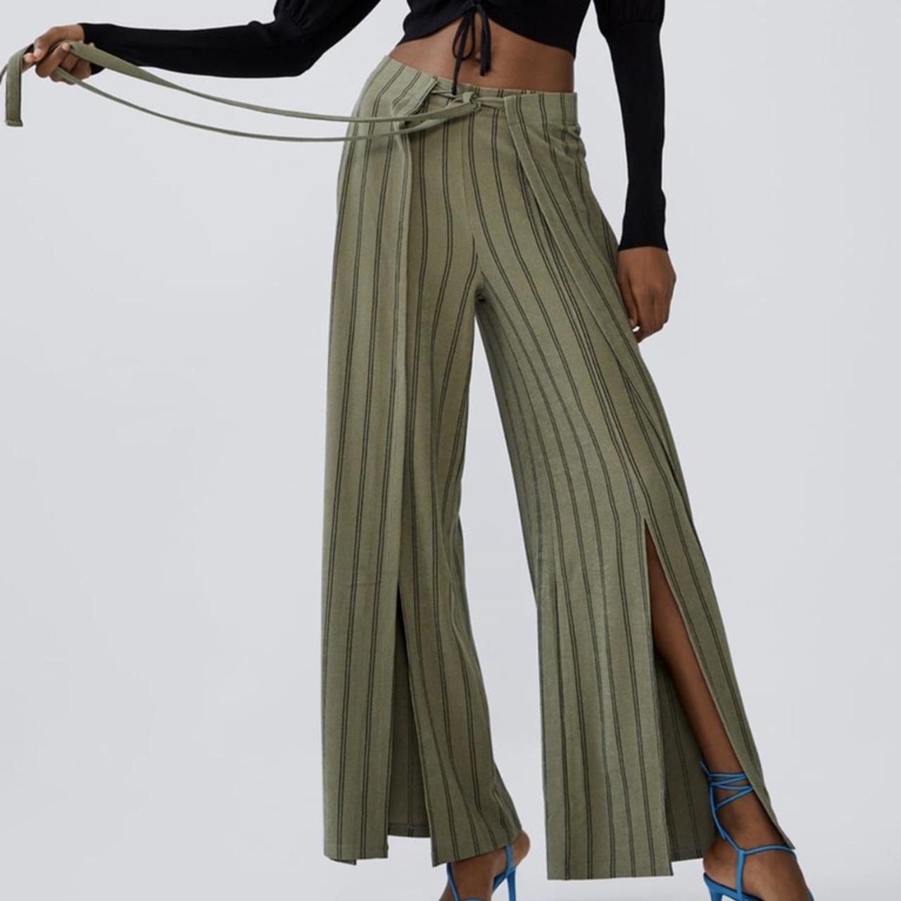 Zara tied wrap pants with elastic waistband-never... - Depop