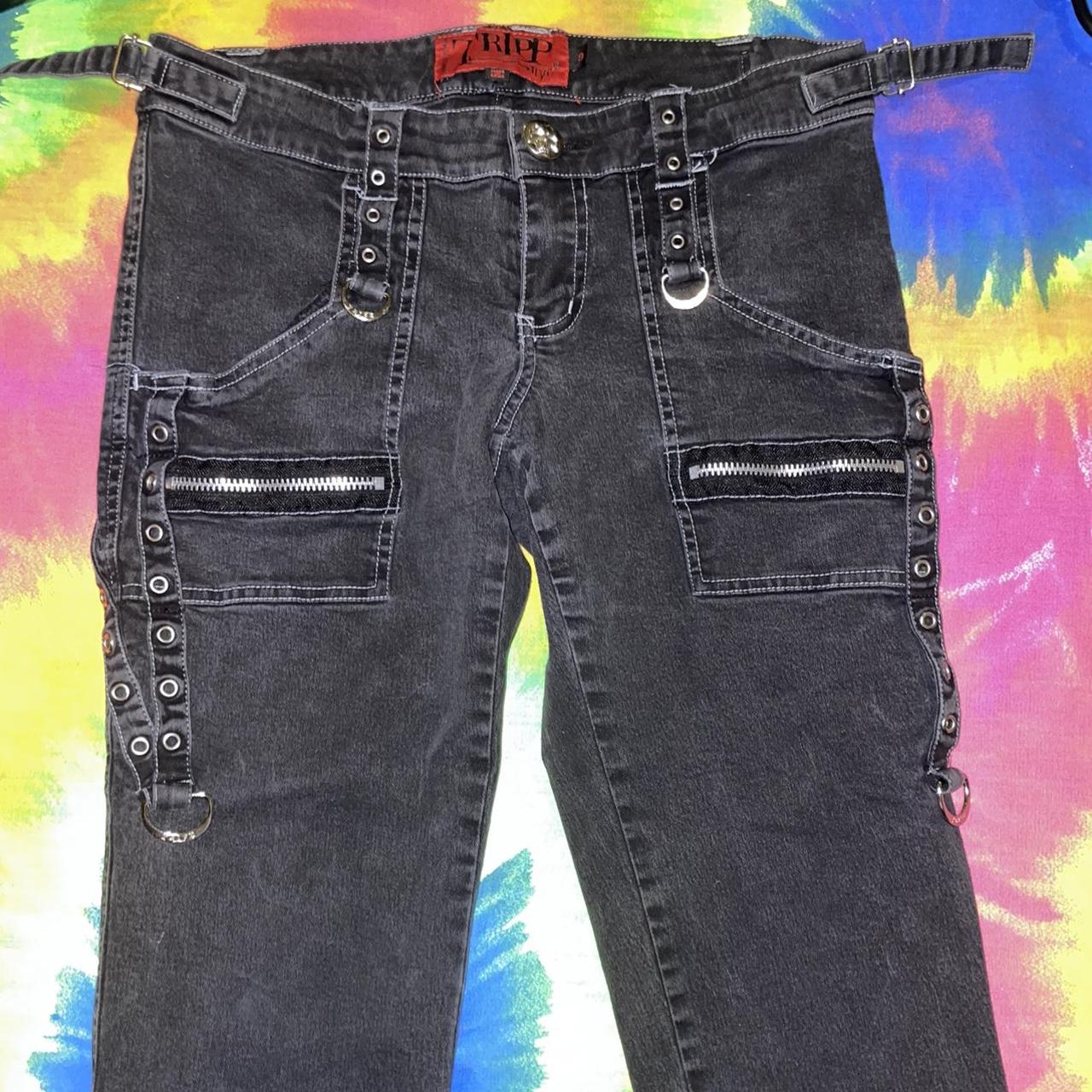 Tripp NYC Women's Black and Silver Trousers | Depop