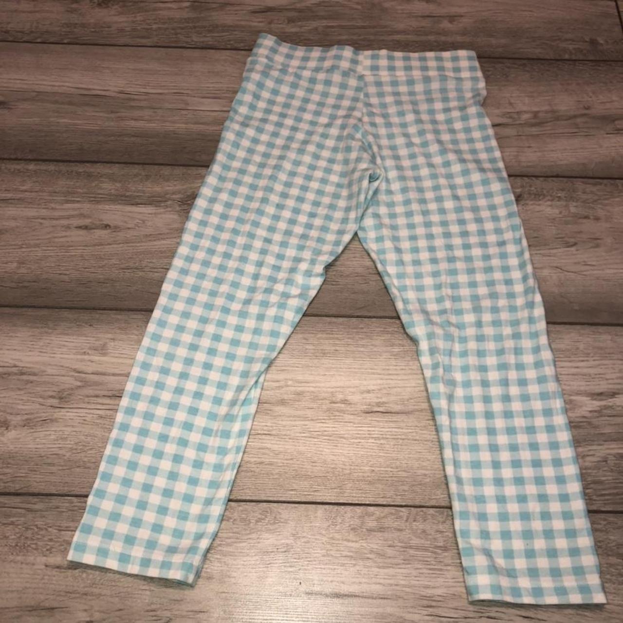 Blue and White checkered cycling shorts, short high... - Depop