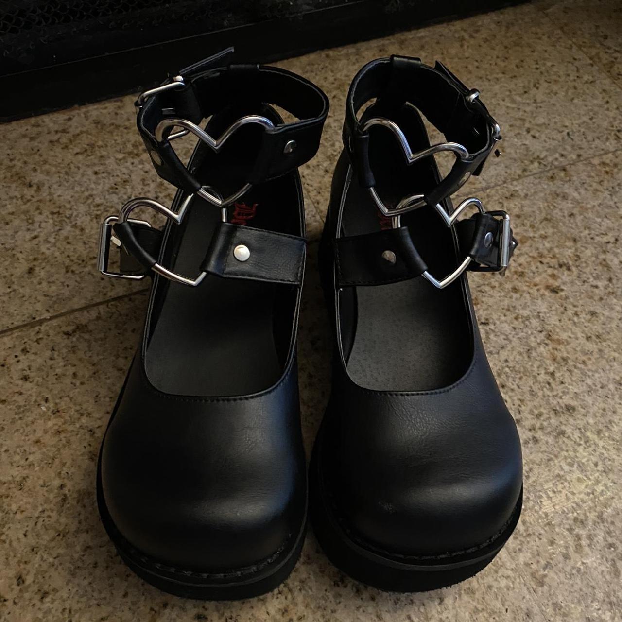 Demonia Heart Buckle Mary Janes Very lightly worn,... - Depop