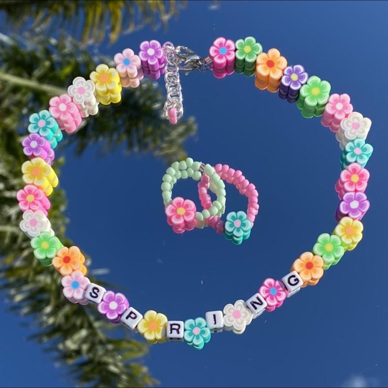 Spring Flowers Beaded Necklace set ☆ handmade ☆... - Depop