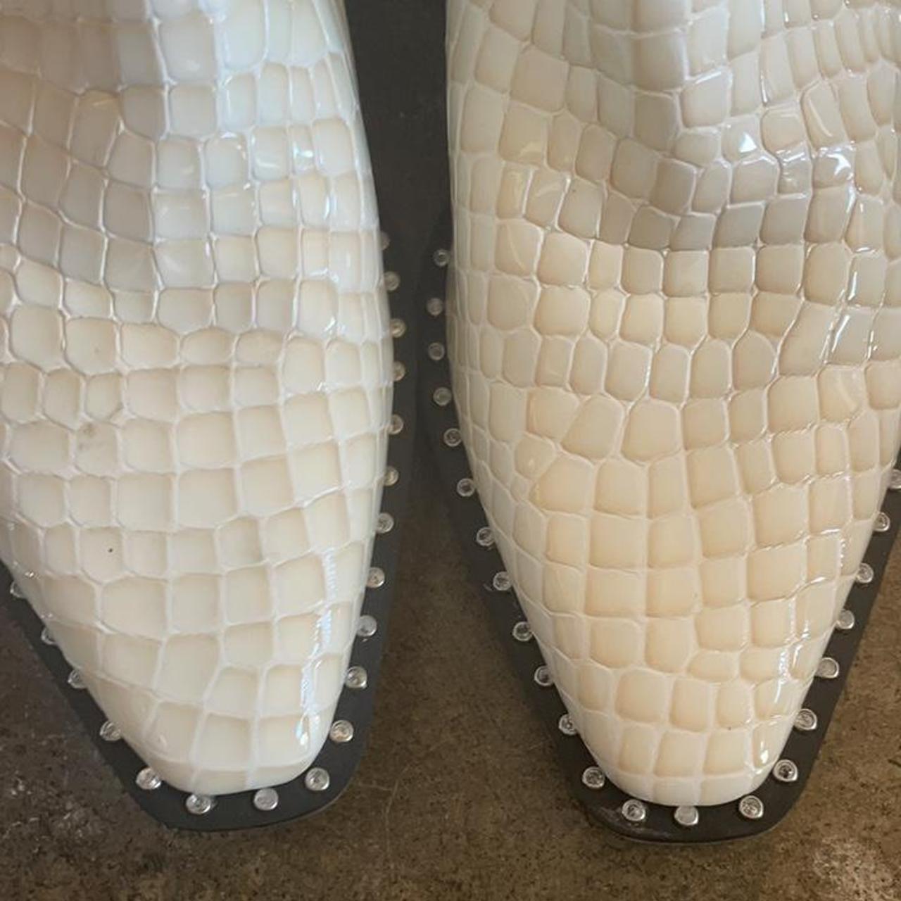 Obsessed with these white snake boots! Never been... - Depop