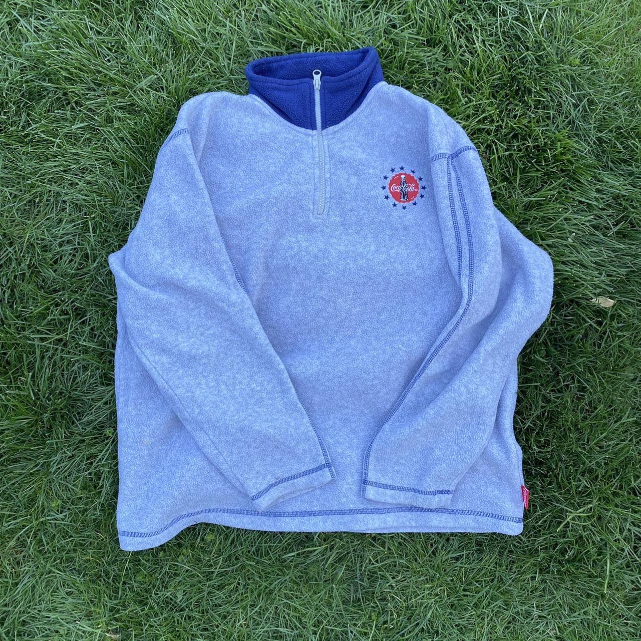 Coca-Cola Women's Grey and Navy Sweatshirt | Depop