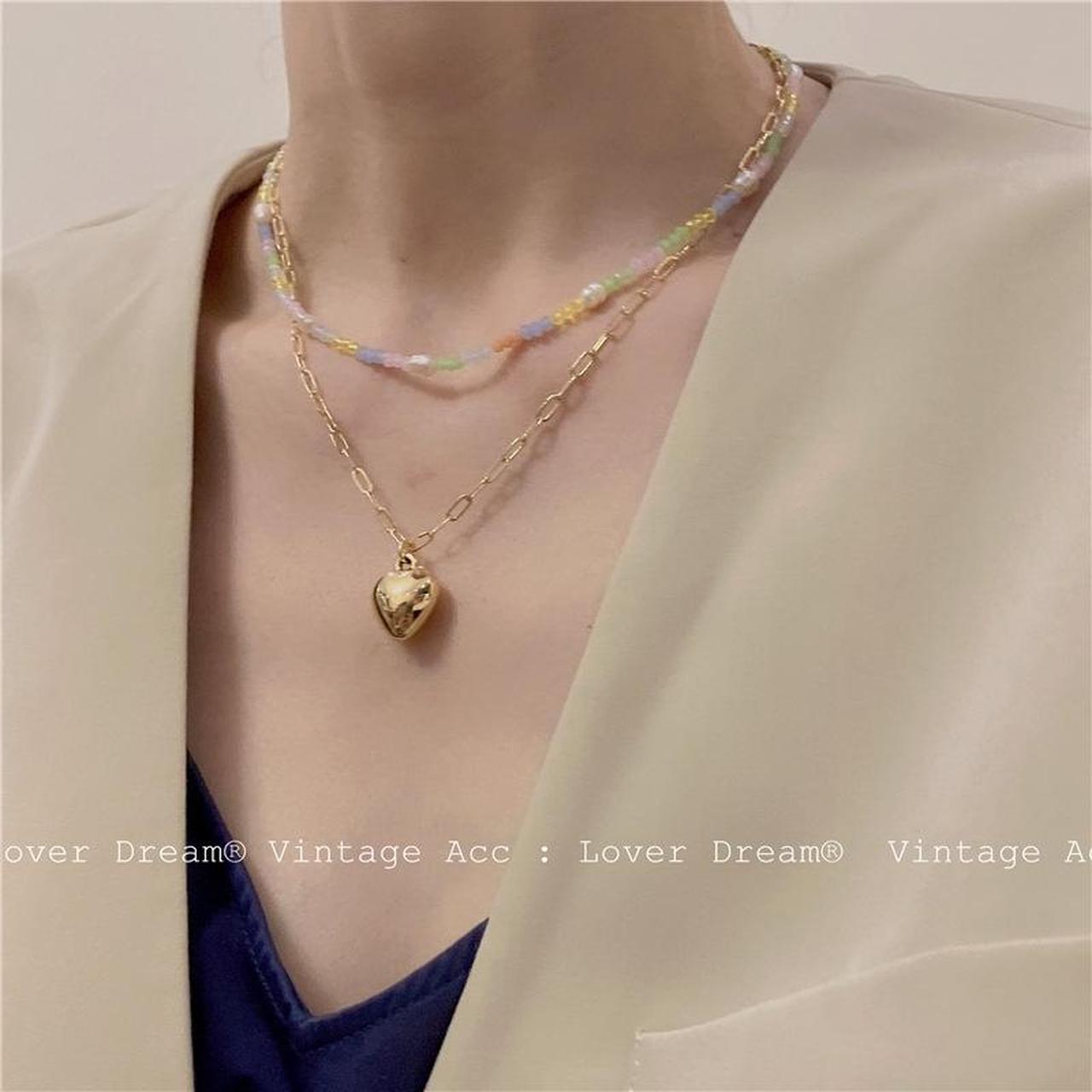 🍬🍬🍬🍬🍬🍬 Vintage Silver Love color crystal chain... - Depop