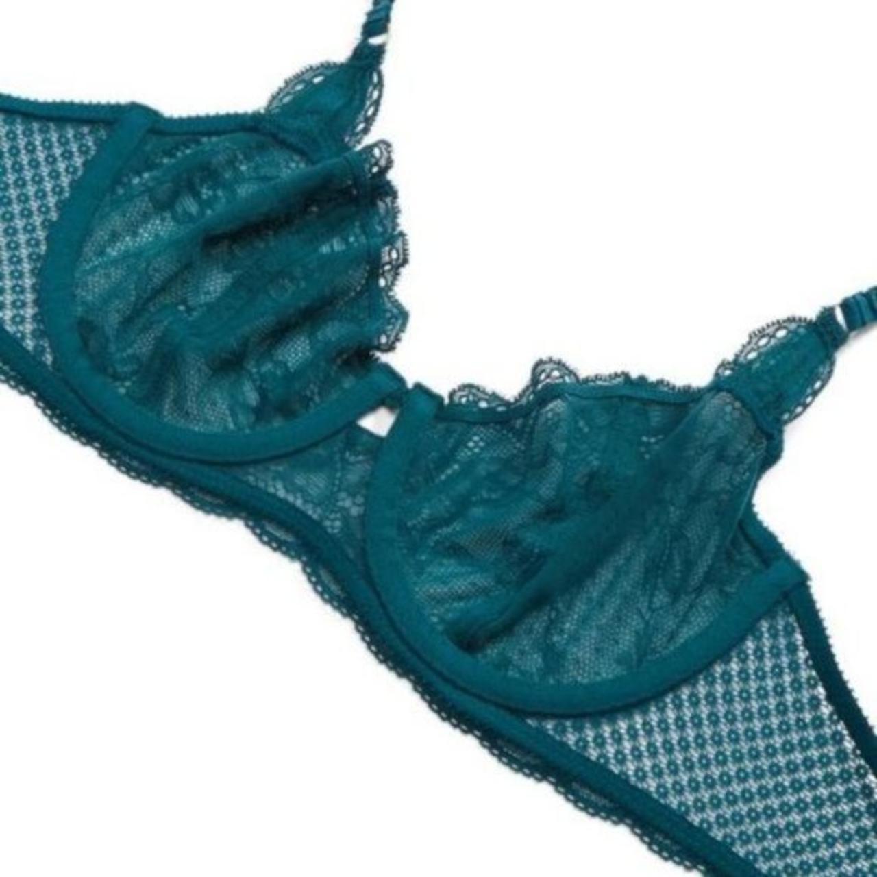 Sam Edelman Unlined Demi Bra Underwire Deep Teal... - Depop