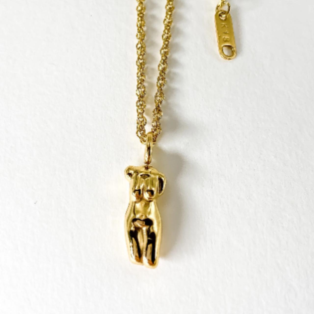 18K Gold Plated Female Body Figure Pendant Necklace,... - Depop