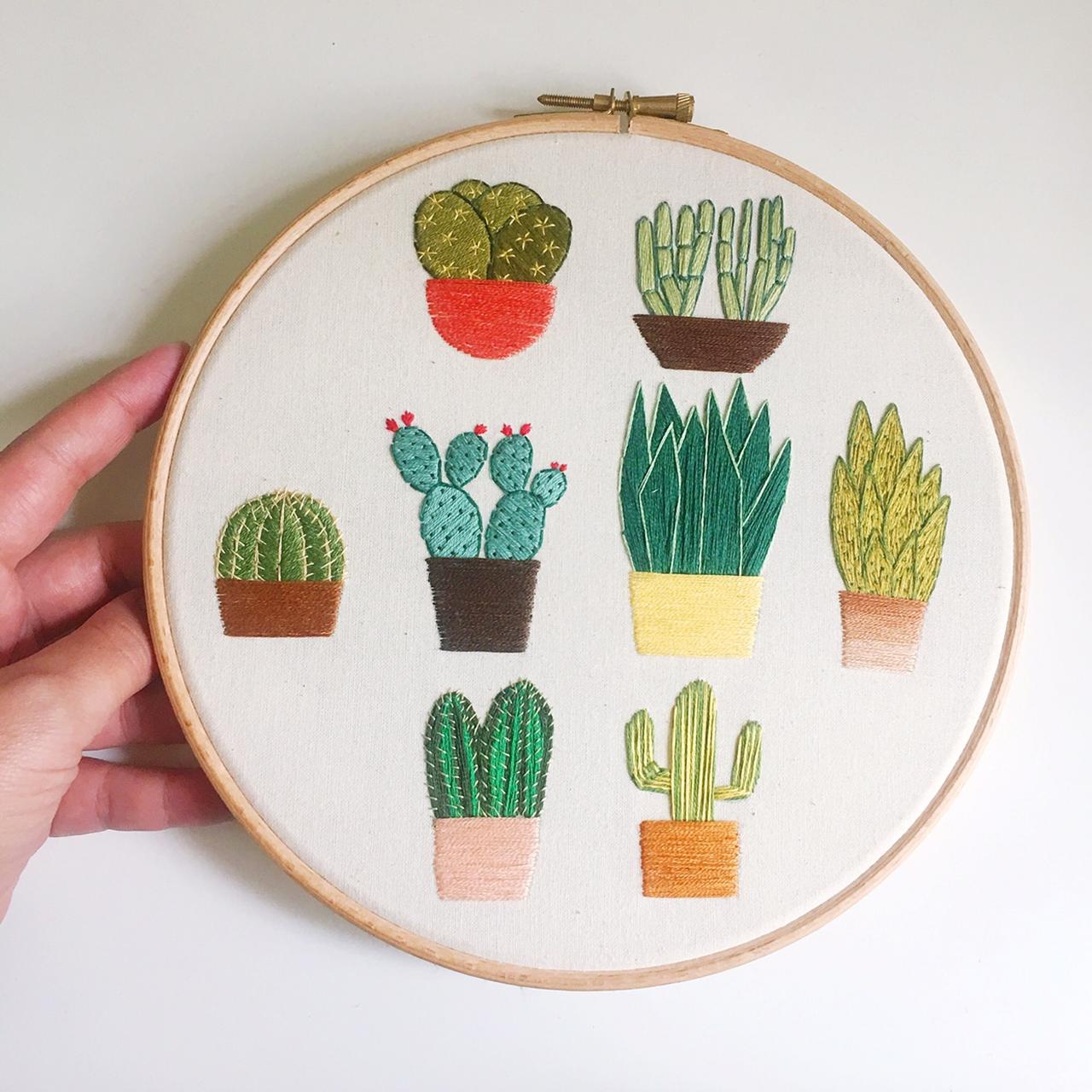 Hand embroidered hoop ‘Plant Collection’ depicting... - Depop